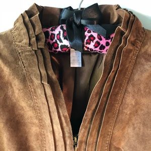 Chico's | Jackets & Coats | Chicos Suede Leather Jacket Ruffle Collar | Poshmark